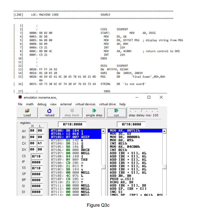 Solved (3a) (2 mark) X step delay 0711:0000 emulator: | Chegg.com