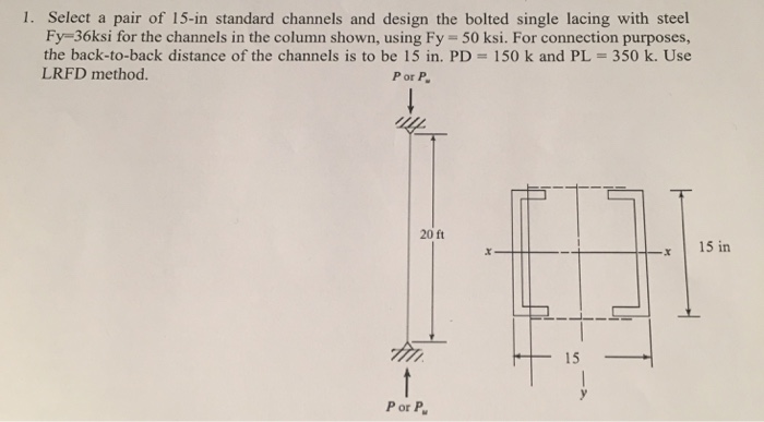 Select a pair of 15-in standard channels and design | Chegg.com