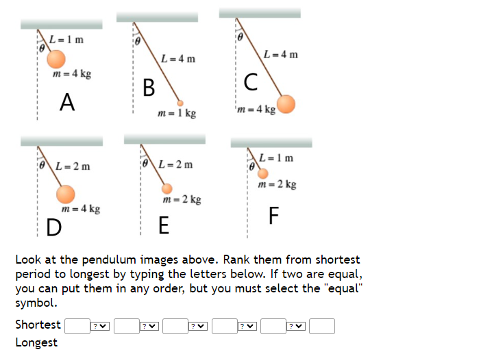Solved Look at the pendulum images above. Rank them from | Chegg.com