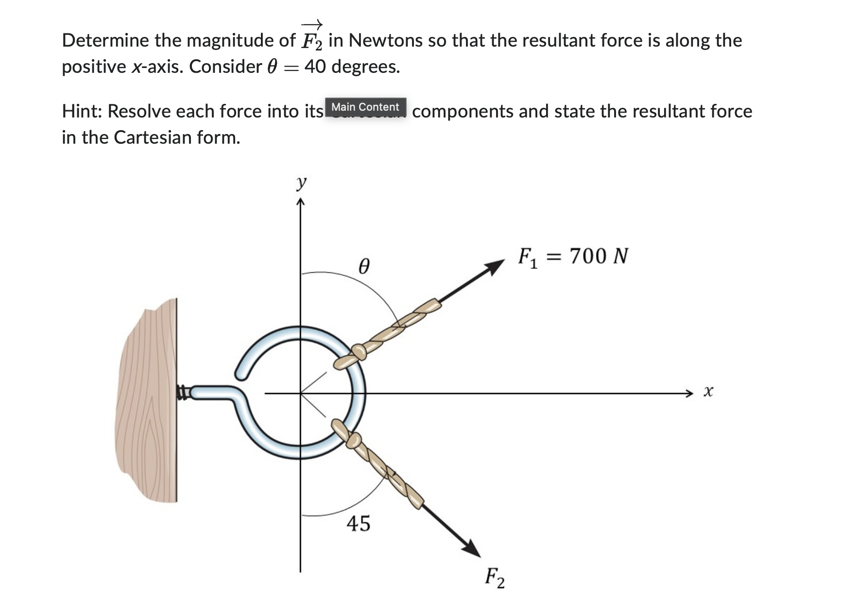 Solved Determine the magnitude of vec(F_(2)) in Newtons so | Chegg.com