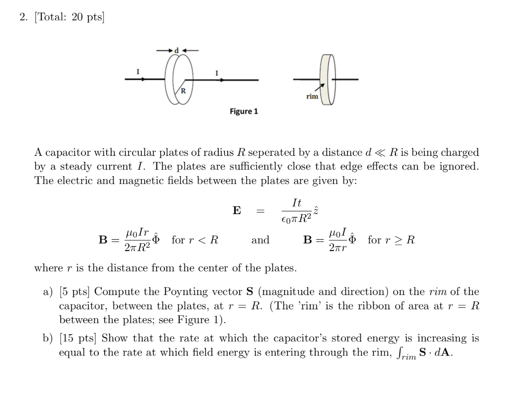 Solved 2. [Total: 20 pts rim Figure 1 A capacitor with | Chegg.com