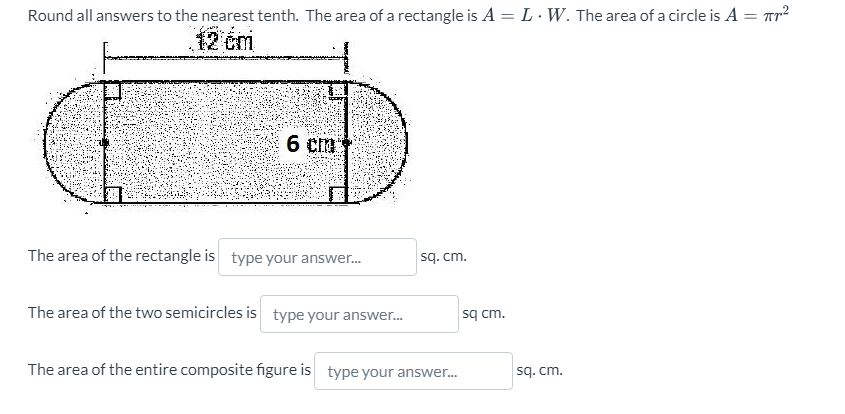 Solved Round all answers to the nearest tenth. The area of a | Chegg.com
