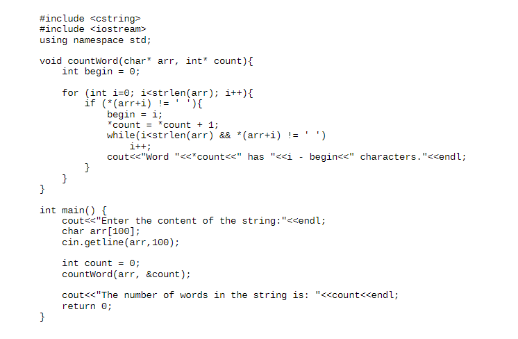 Solved Design a function to count the number of characters | Chegg.com