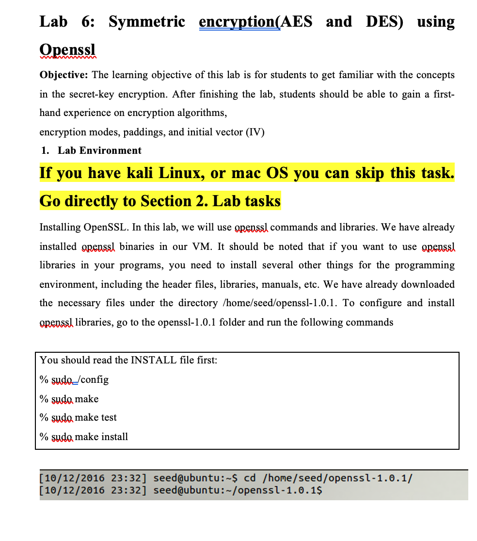 Solved Lab 6: Symmetric encryption(AES and DES) using | Chegg.com