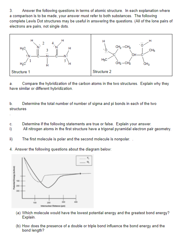 Solved 3. Answer the following questions in terms of atomic | Chegg.com