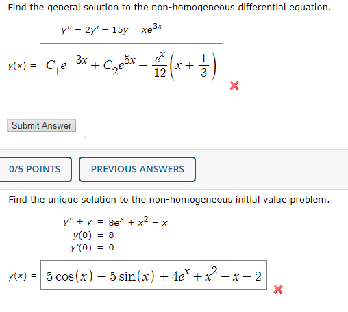 Solved Find the general solution to the non-homogeneous | Chegg.com