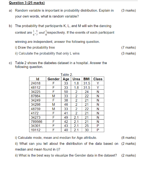 Solved a) Random variable is important in probability | Chegg.com