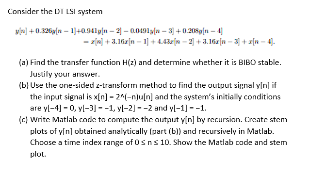 Solved Consider the DT LSI system | Chegg.com
