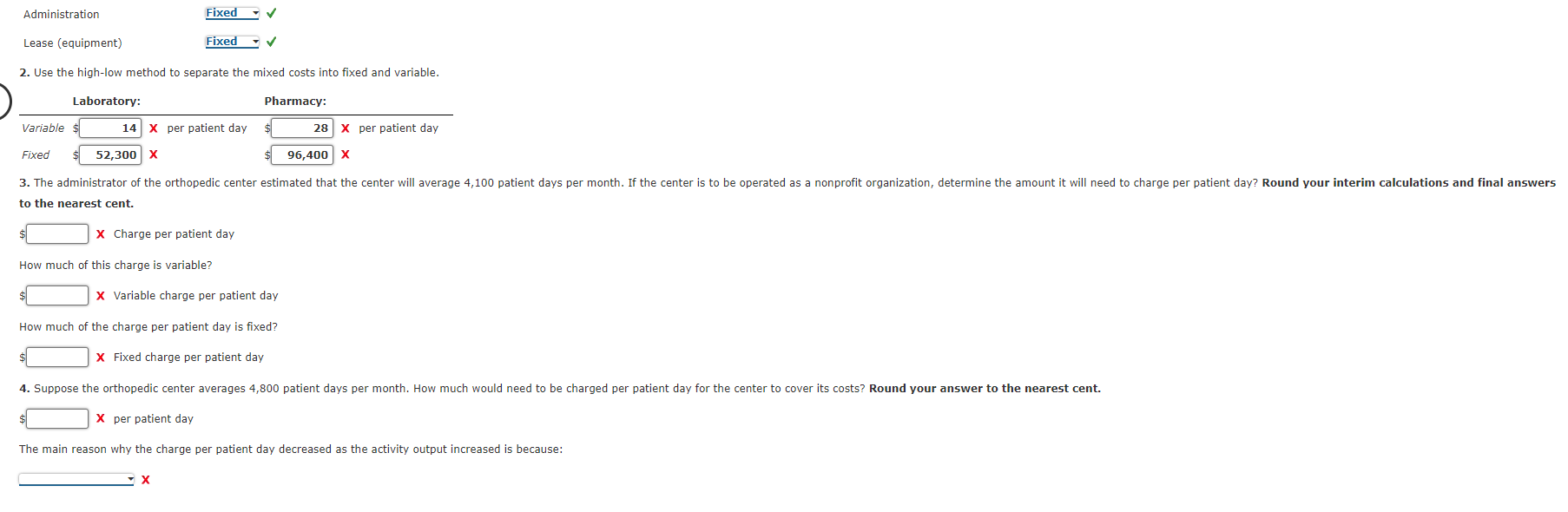 Solved temporary measure, the clinic adopted a patient-day | Chegg.com