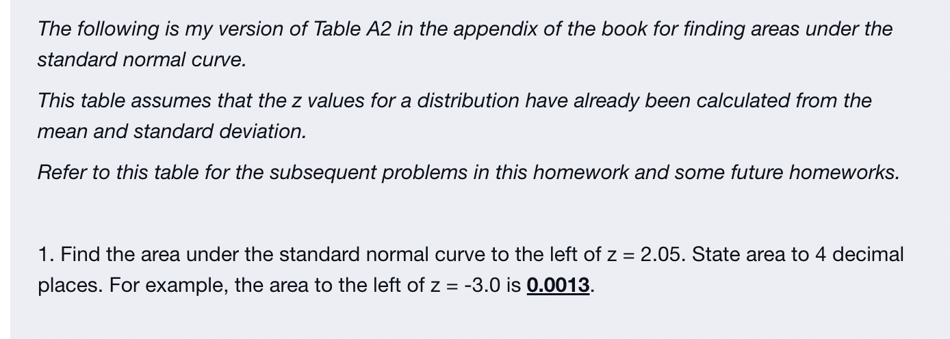 Solved The following is my version of Table A2 in the | Chegg.com