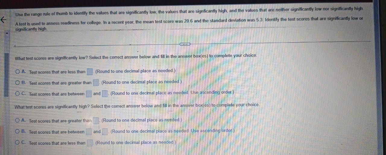 Solved Use the range rule of thumb to identify the values | Chegg.com