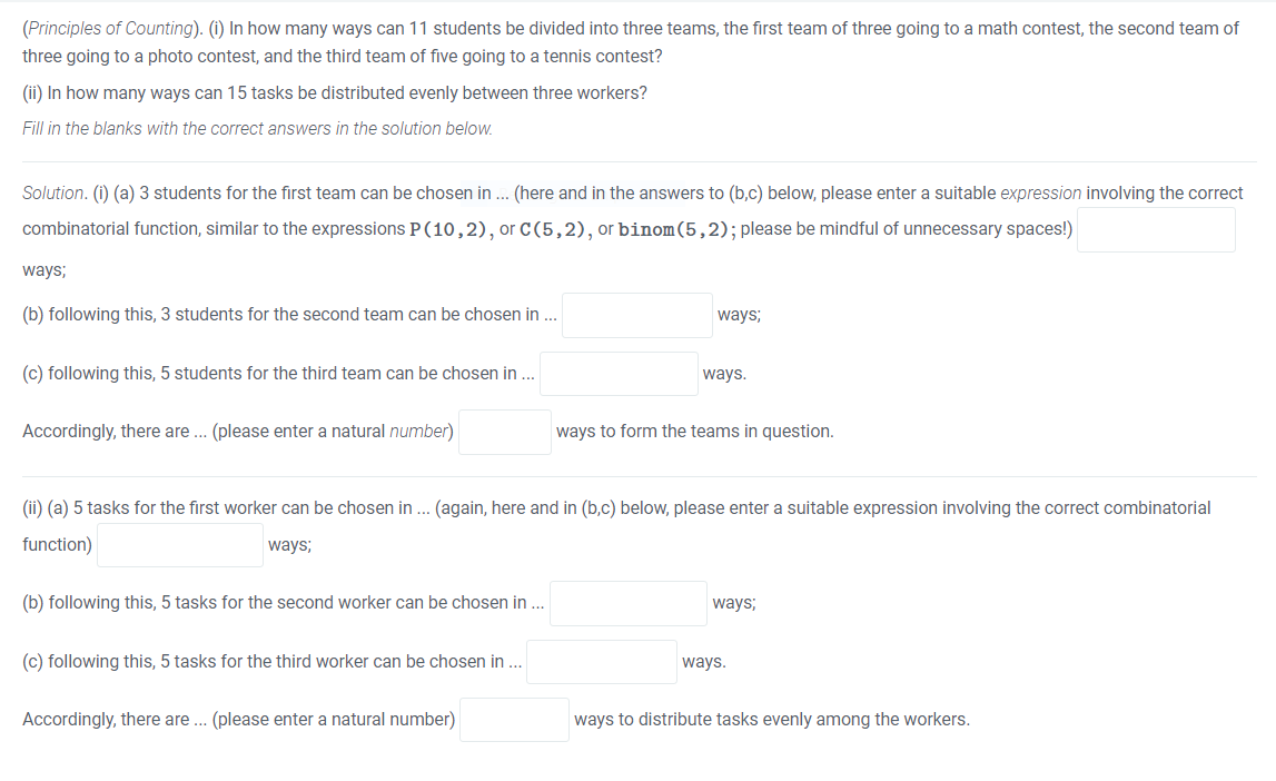Solved (Principles of Counting). (i) In how many ways can 11 | Chegg.com