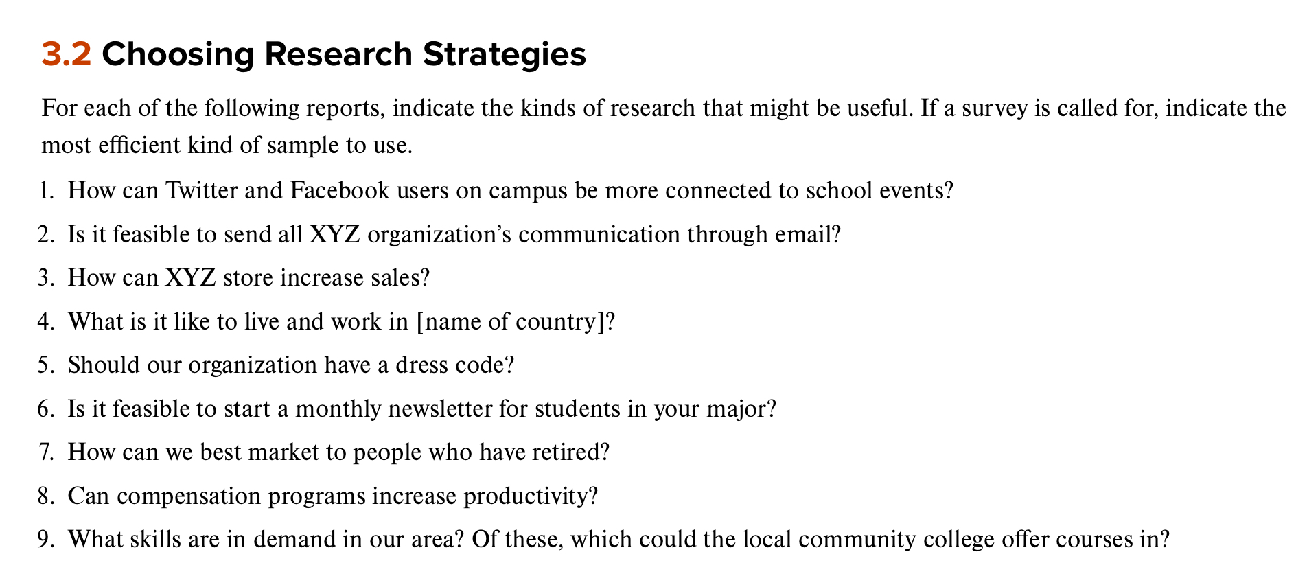 Solved 3.2 ﻿Choosing Research StrategiesFor each of the | Chegg.com