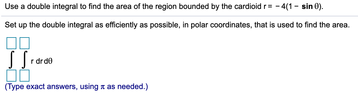Solved Use a double integral to find the area of the region | Chegg.com