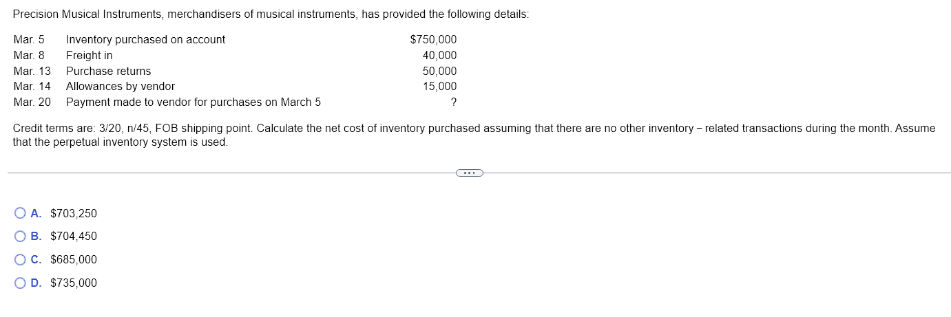 Solved Precision Musical Instruments, merchandisers of | Chegg.com