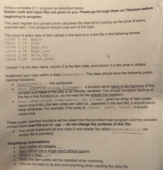 Solved Write a complete C++ program as described below files | Chegg.com