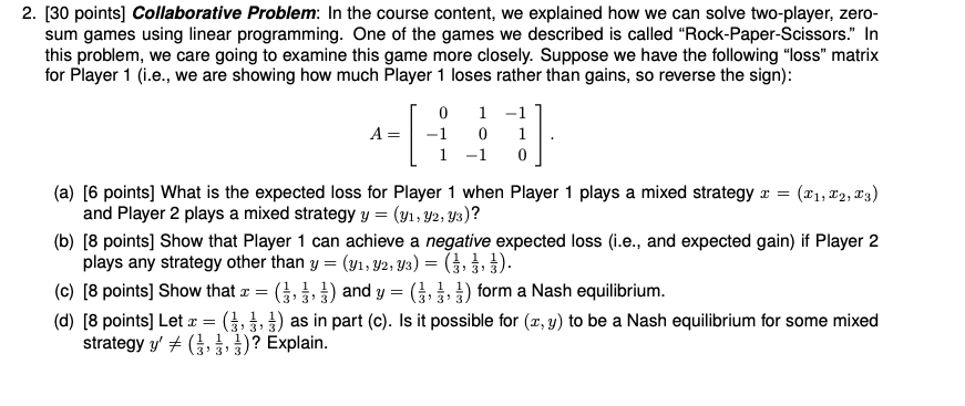 Solved 2. [30 points] Collaborative Problem: In the course | Chegg.com