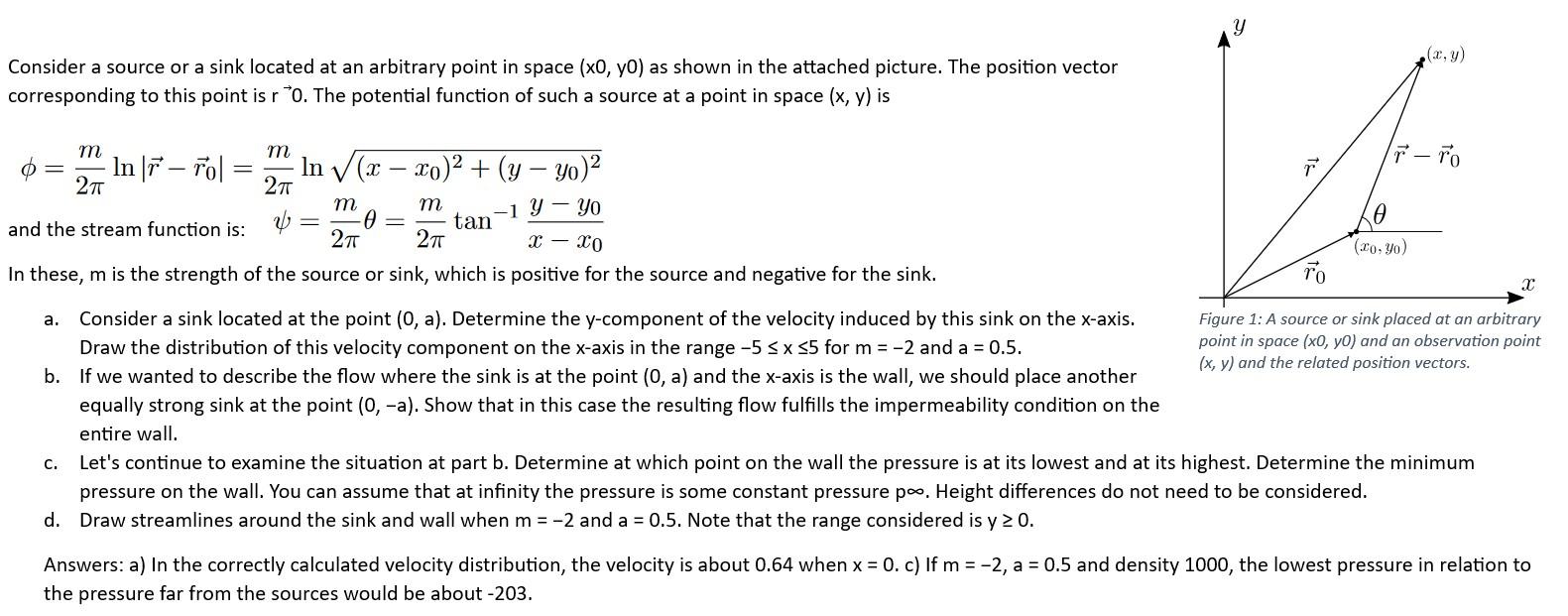 Consider a source or a sink located at an arbitrary | Chegg.com