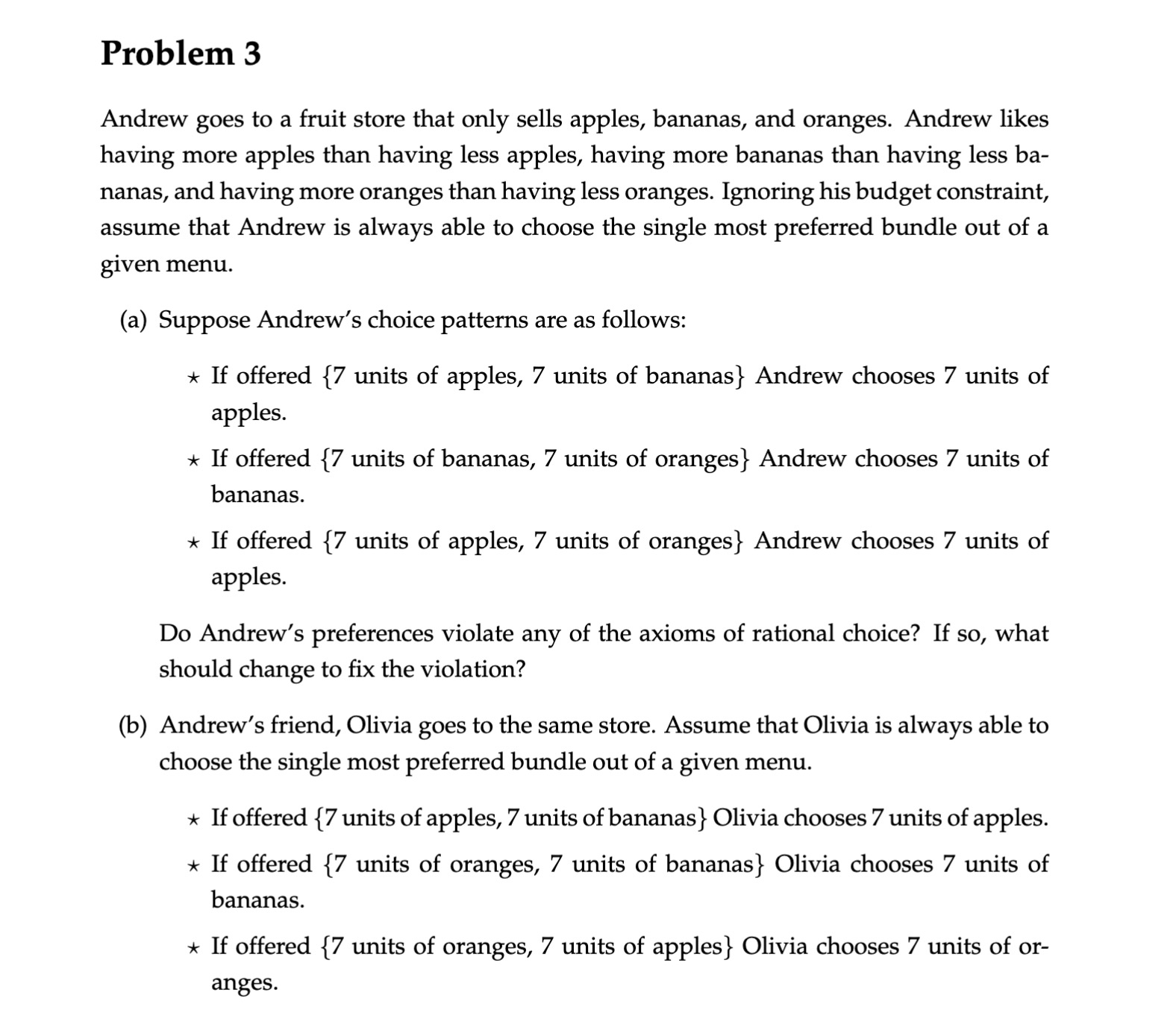 Solved Andrew goes to a fruit store that only sells apples, | Chegg.com