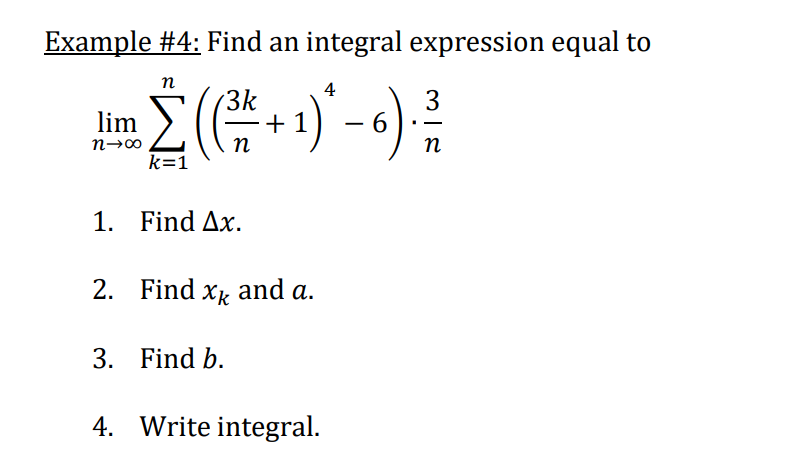 Solved Example #4: Find an integral expression equal | Chegg.com