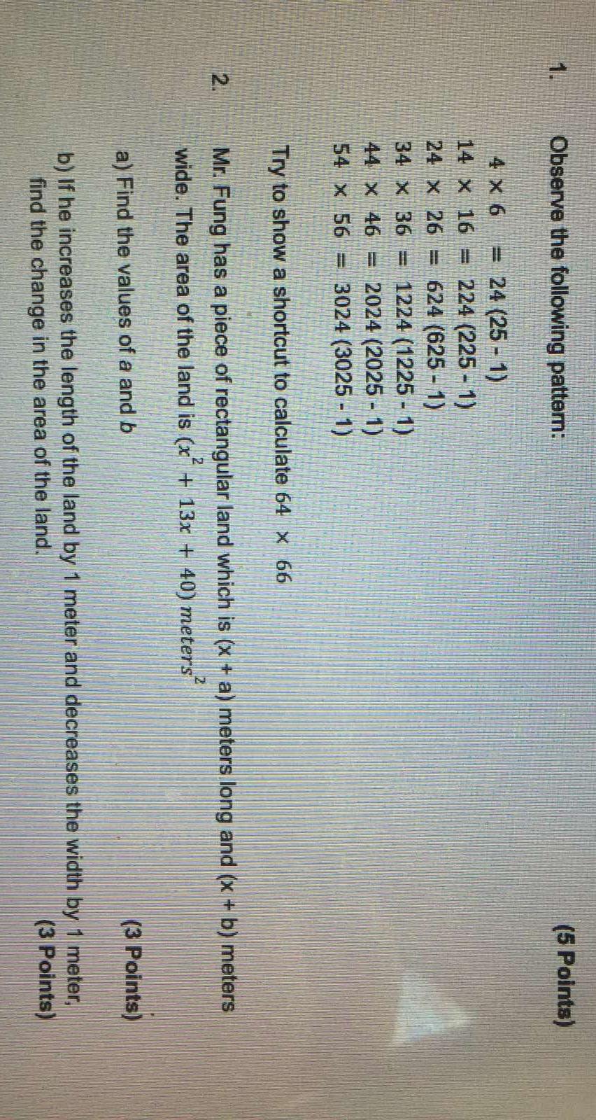 Solved Observe the following pattern: (5Points) | Chegg.com