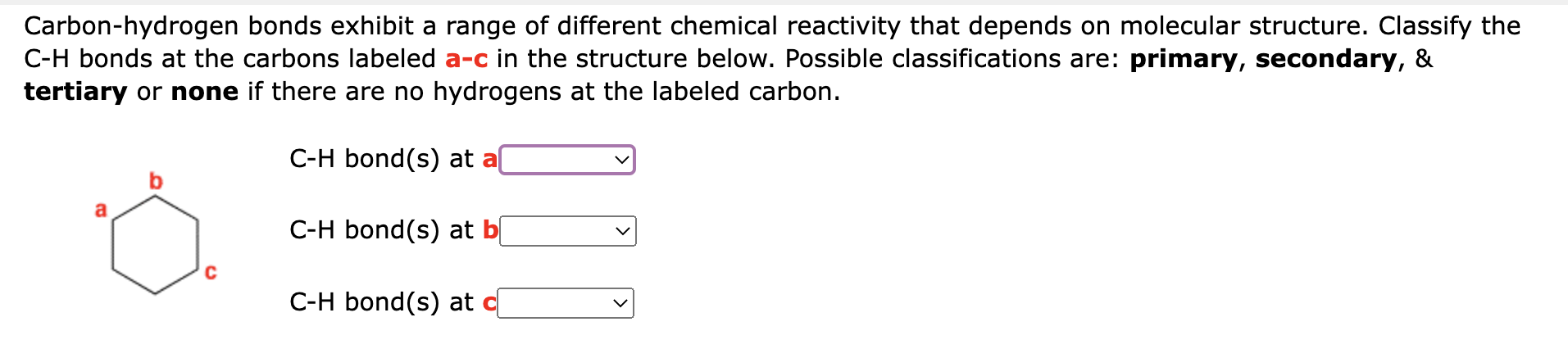 Solved Carbon-hydrogen bonds exhibit a range of different | Chegg.com