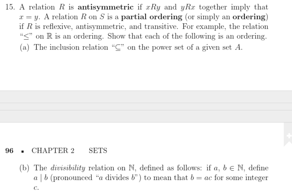 Solved 15. A relation R is antisymmetric if xRy and yRx | Chegg.com