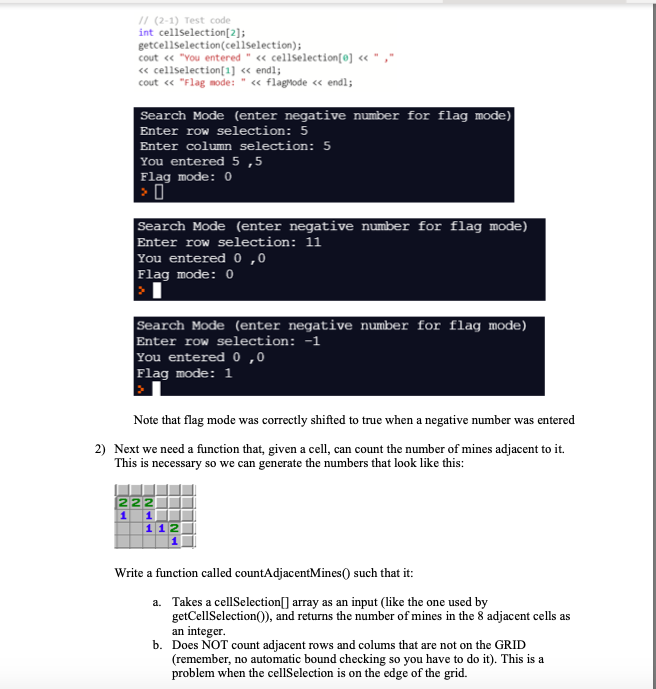 Solved MineSweeper game in C++ Please follow along with the | Chegg.com