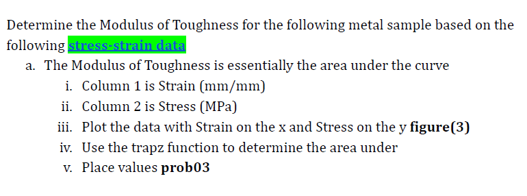 Solved Determine the Modulus of Toughness for the following | Chegg.com