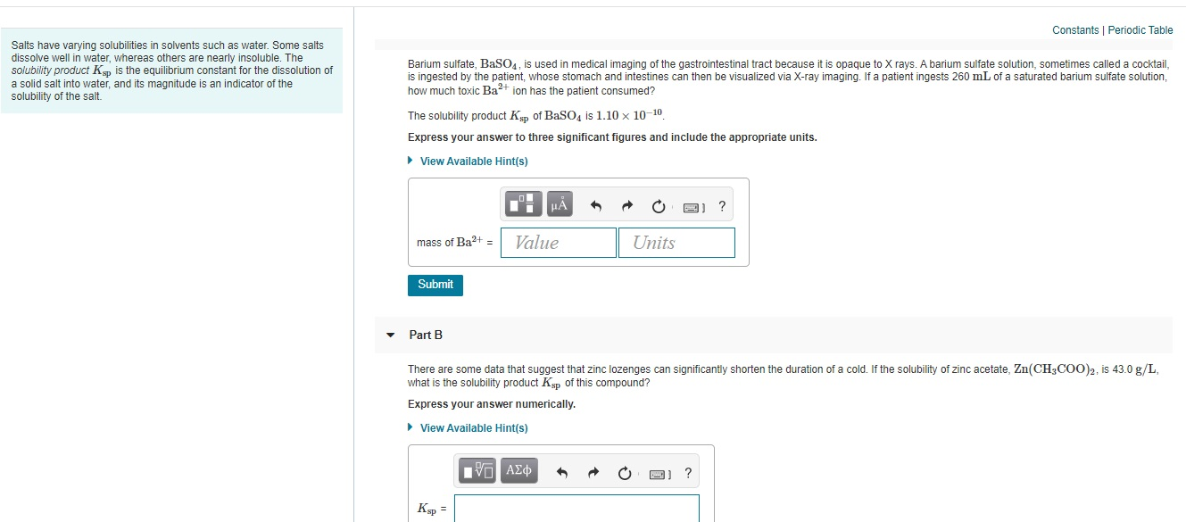 Solved A.) Barium sulfate, BaSO4, is used in medical imaging | Chegg.com