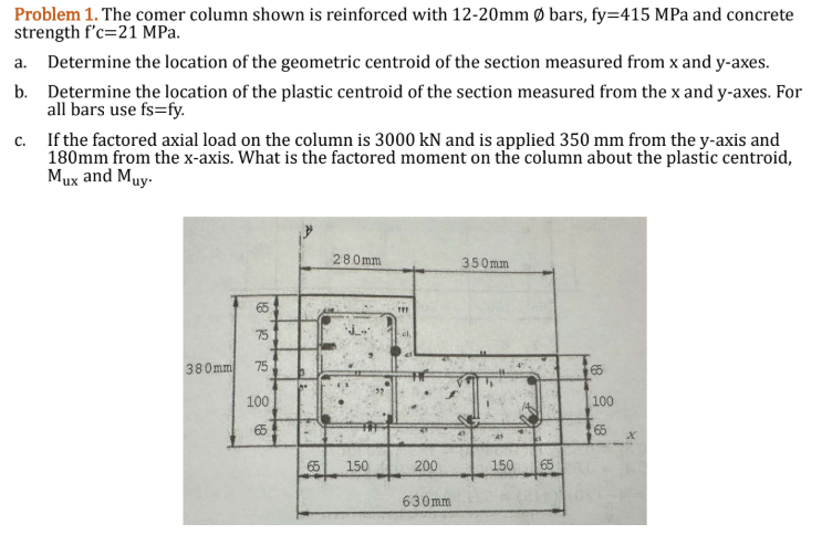 Solved Problem 1. ﻿The comer column shown is ﻿reinforced | Chegg.com