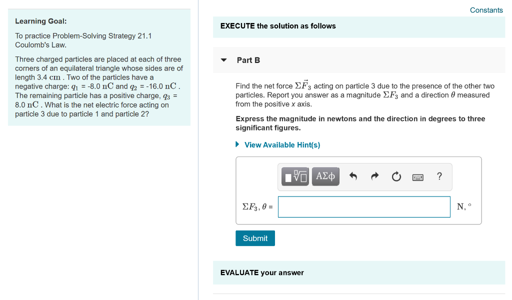 Solved Constants EXECUTE the solution as follows Part B | Chegg.com