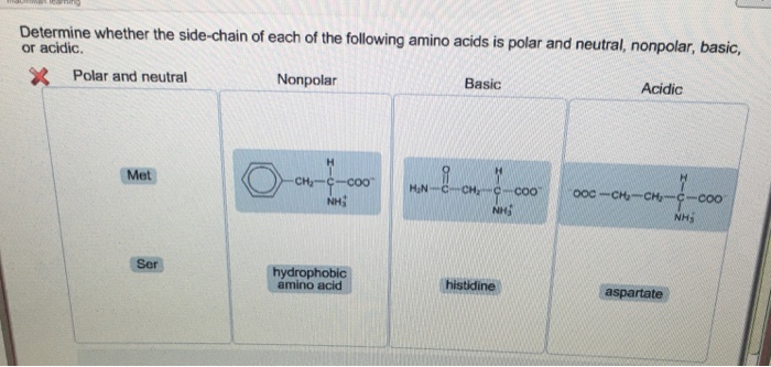 Solved Determine whether the side-chain of each of the | Chegg.com