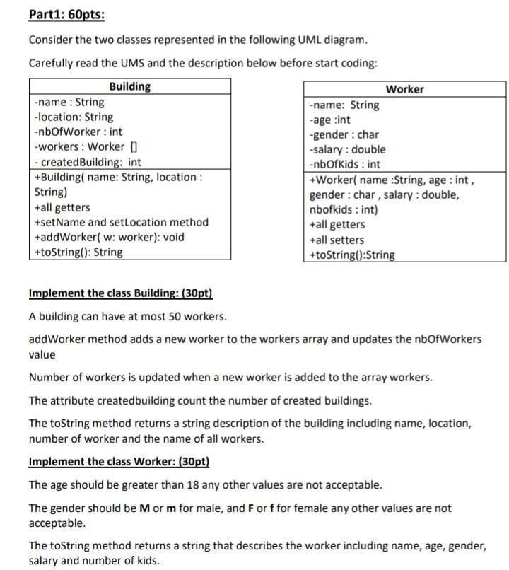 Solved Part1: 60pts: Consider the two classes represented in | Chegg.com