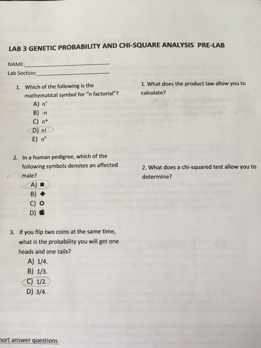 Solved LAB 3 GENETIC PROBABILITY AND CHI-SQUARE ANALYSIS | Chegg.com