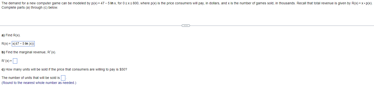Solved Complete parts (a) through (c) below. a) Find R(x). | Chegg.com