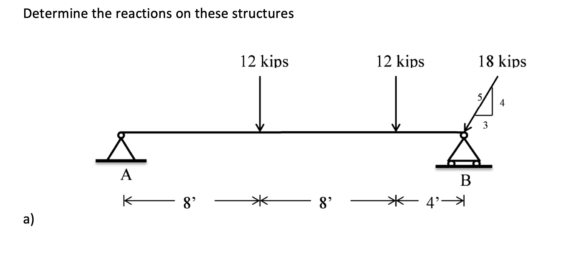 Solved Determine the reactions on these structures 12 kips | Chegg.com