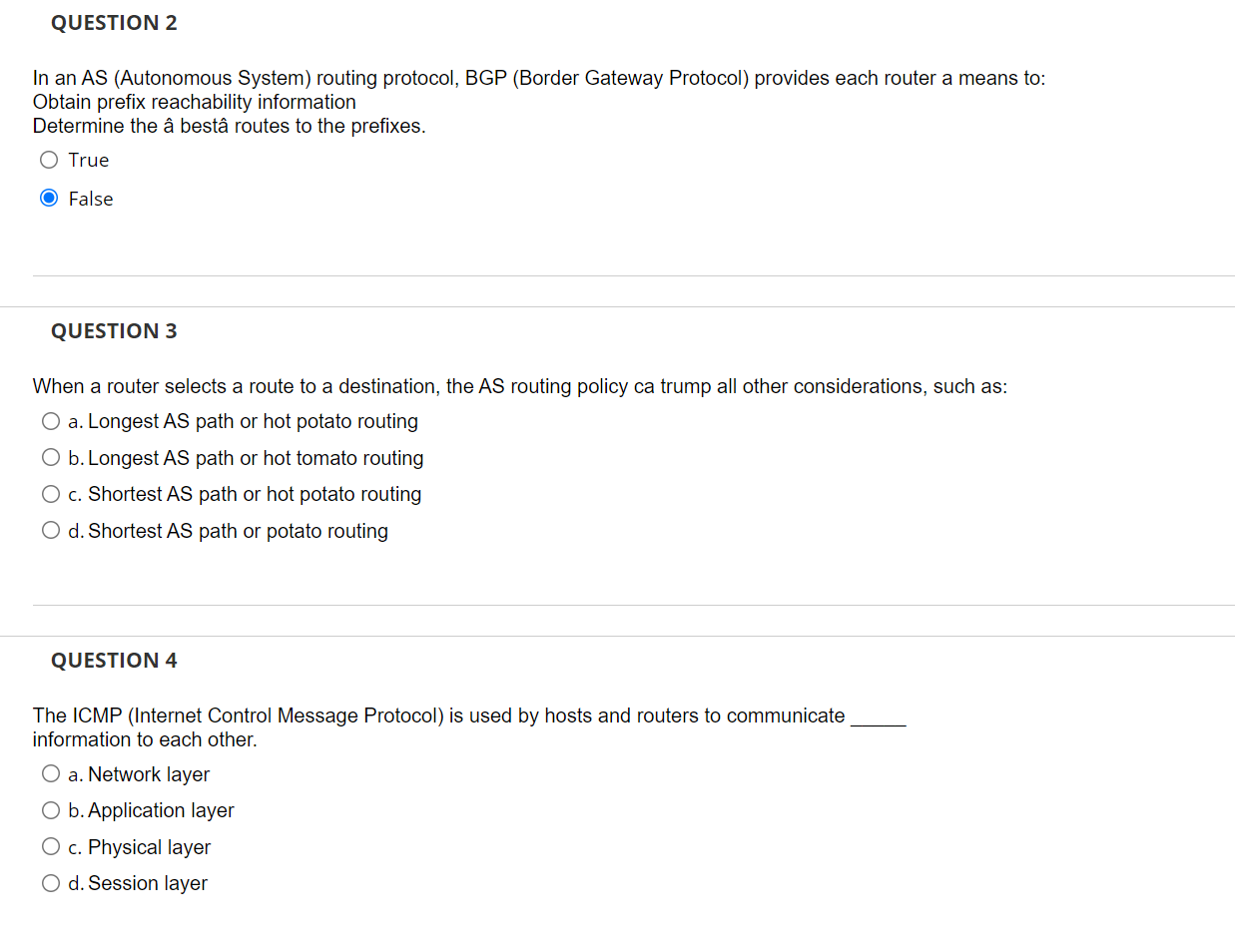 Solved QUESTION 2 In an AS (Autonomous System) routing | Chegg.com