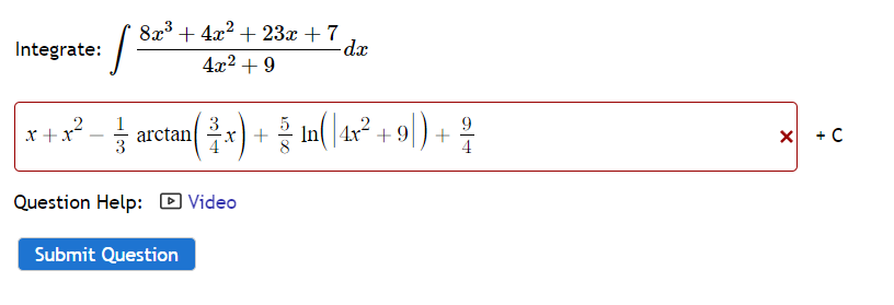 Solved Integrate: ∫4x2+98x3+4x2+23x+7dx | Chegg.com