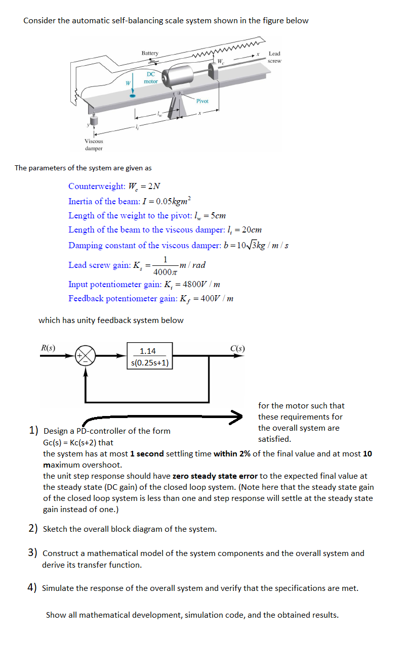 Solved Consider the automatic self-balancing scale system | Chegg.com