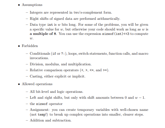 Solved *Important* Below are the bit-level integer coding | Chegg.com