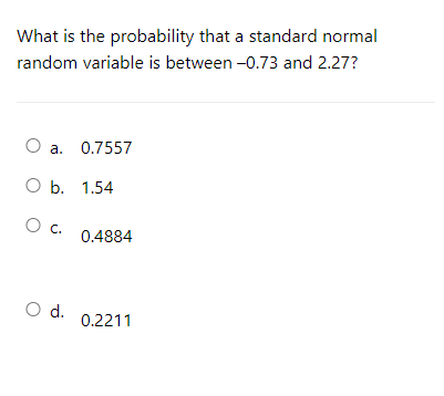Solved What is the probability that a standard normal random | Chegg.com