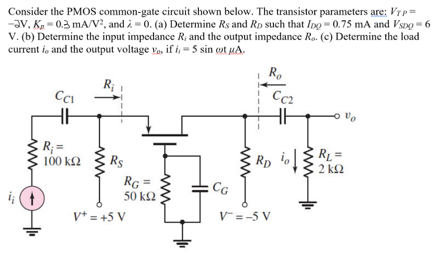 Solved Consider the PMOS common-gate circuit shown below. | Chegg.com