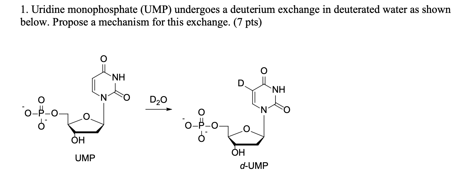 [Solved]: Uridine monophosphate (UMP) undergoes a deuterium