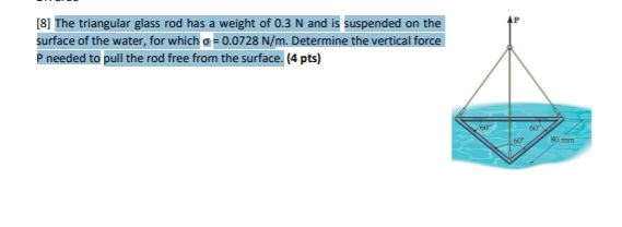Solved 18) The triangular glass rod has a weight of 0.3 N | Chegg.com