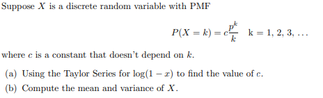 Solved Suppose X is a discrete random variable with PMF | Chegg.com