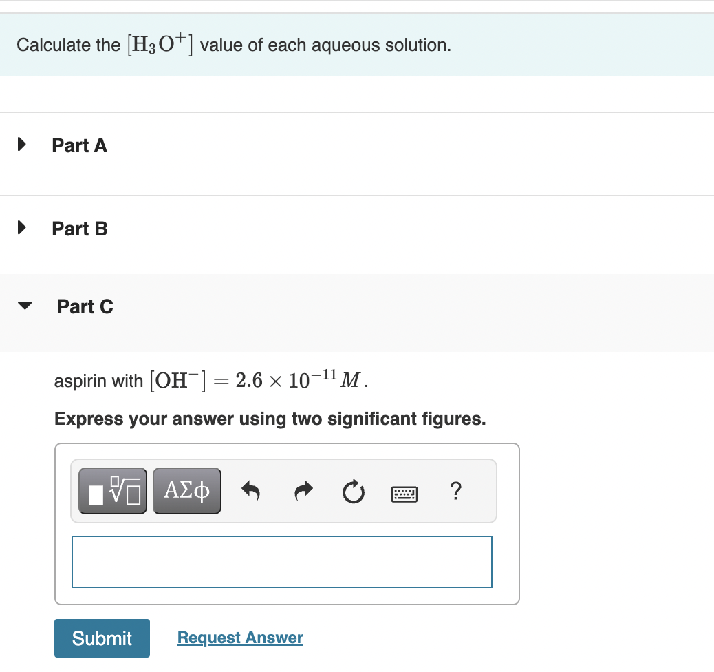 Solved Calculate the [H3O+]value of each aqueous solution. | Chegg.com