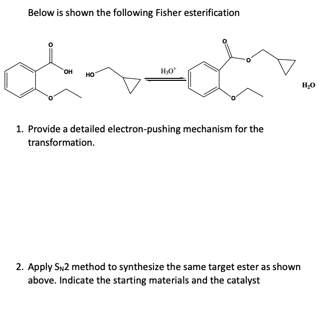Solved Below is shown the following Fisher esterification 1. | Chegg.com