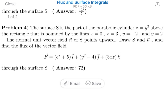 Solved Flux and Surface Integrals PDF 66 KB Close through | Chegg.com