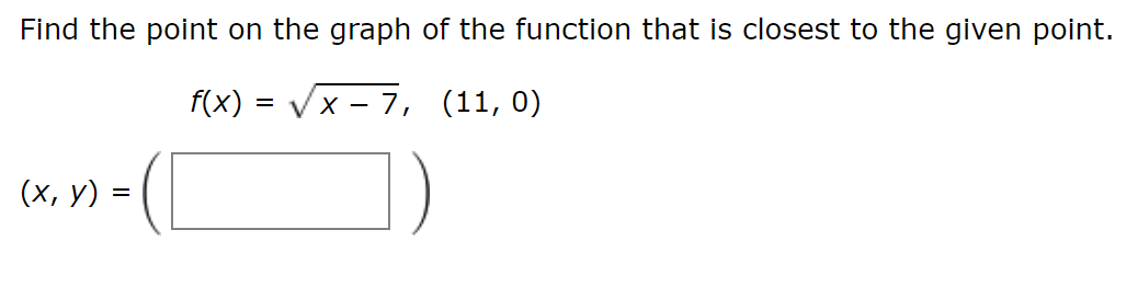 Solved Find the point on the graph of the function that is | Chegg.com